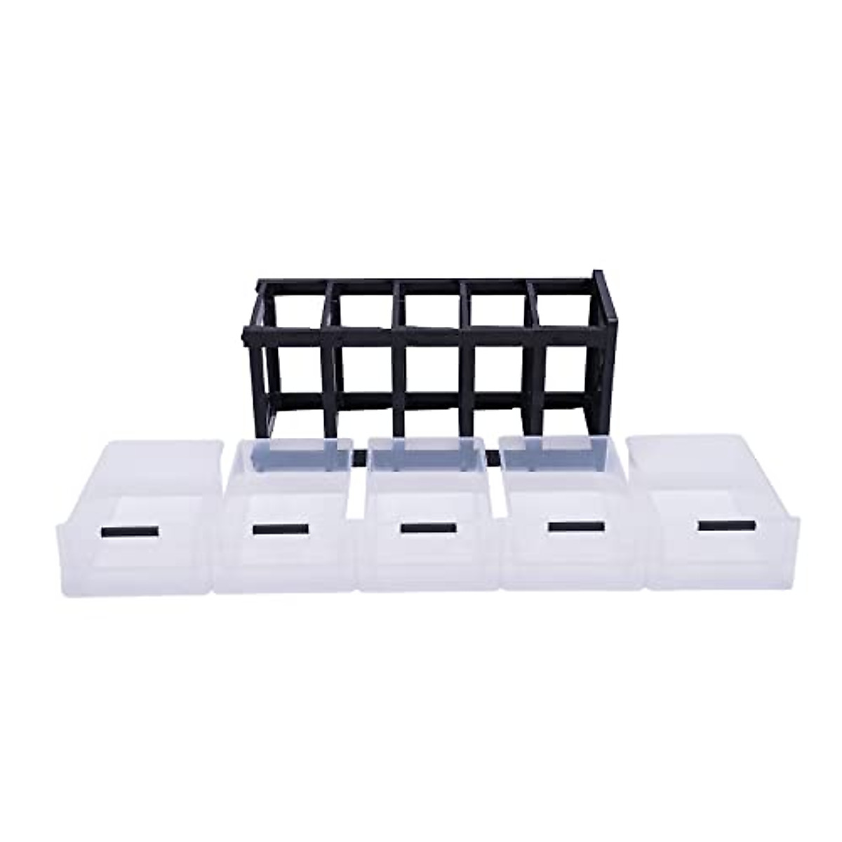 LUGBING Plastic Drawers Organizer, 11.81"x15.75"x33.07" Storage Drawers Containers with 5 Clear Drawers for Living Room Bedroom Office
