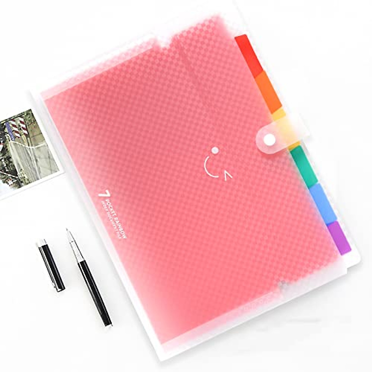 CLOUDIA 7 Pockets Expanding File Folders with Labels, Letter A4 Paper Organizer Folder, Accordion Document Organizer for School (Clear)
