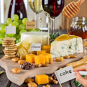 Cheese Knife Set Gold Charcuterie Board Accessories Wooden, Serving Utensils Wood Handle Butter Spreader Knives Kit With Mini Tongs, Spoon, Fork, Flags Markers, Honey Dipper And Food Picks (25 Pieces)