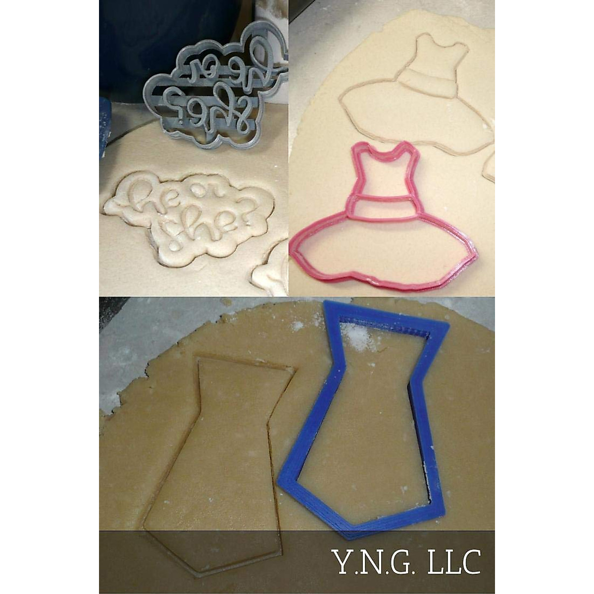 TIES OR TUTUS GENDER REVEAL BABY SHOWER SET OF 3 COOKIE CUTTERS MADE IN USA PR1208