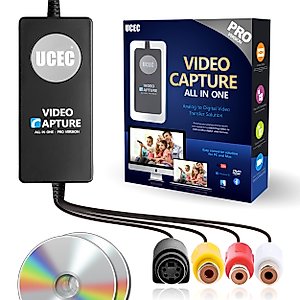 UCEC USB 2.0 Video Capture Device - Pro Version, VHS to Digital Converter, VHS to DVD Converter, Digitize Video for Mac, PC, Upgraded Version