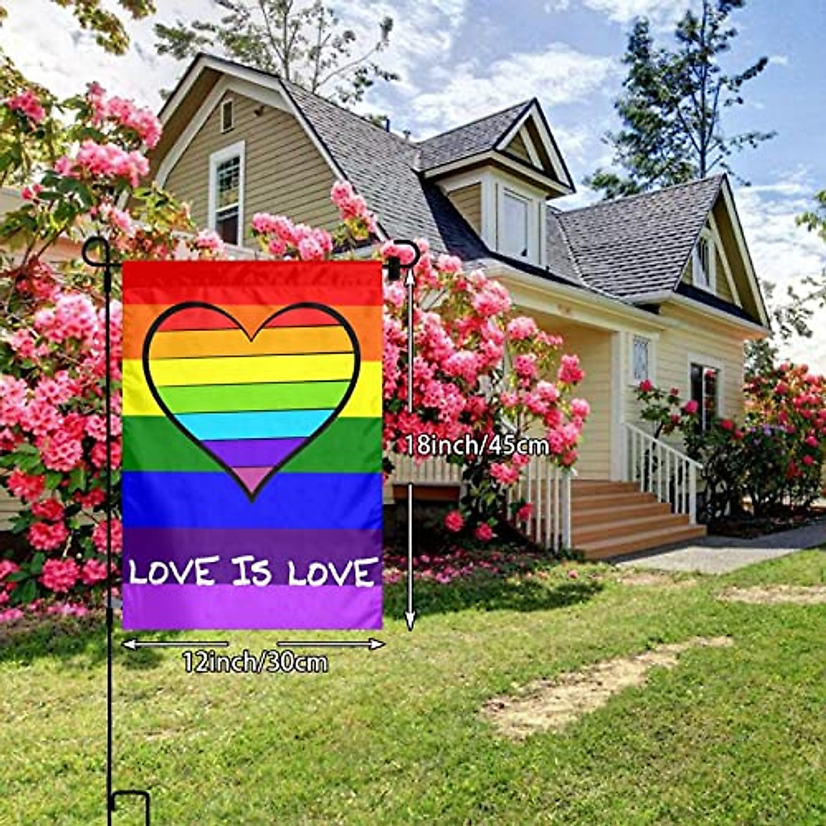 Love Is Love Rainbow Pride Garden Flags Vertical Double Sided Holiday Rainbow Flag Love Is Love Garden Flag Outside Decor For Home Yard Farmhouse 12×18 Inch