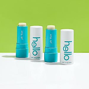 Hello Moisturizing Vegan Lip Balm, Sweet Mint SPF 15, Beeswax Free, Petrolatum Free, and Parabens Free, 0.15 Ounce, 1 Pack