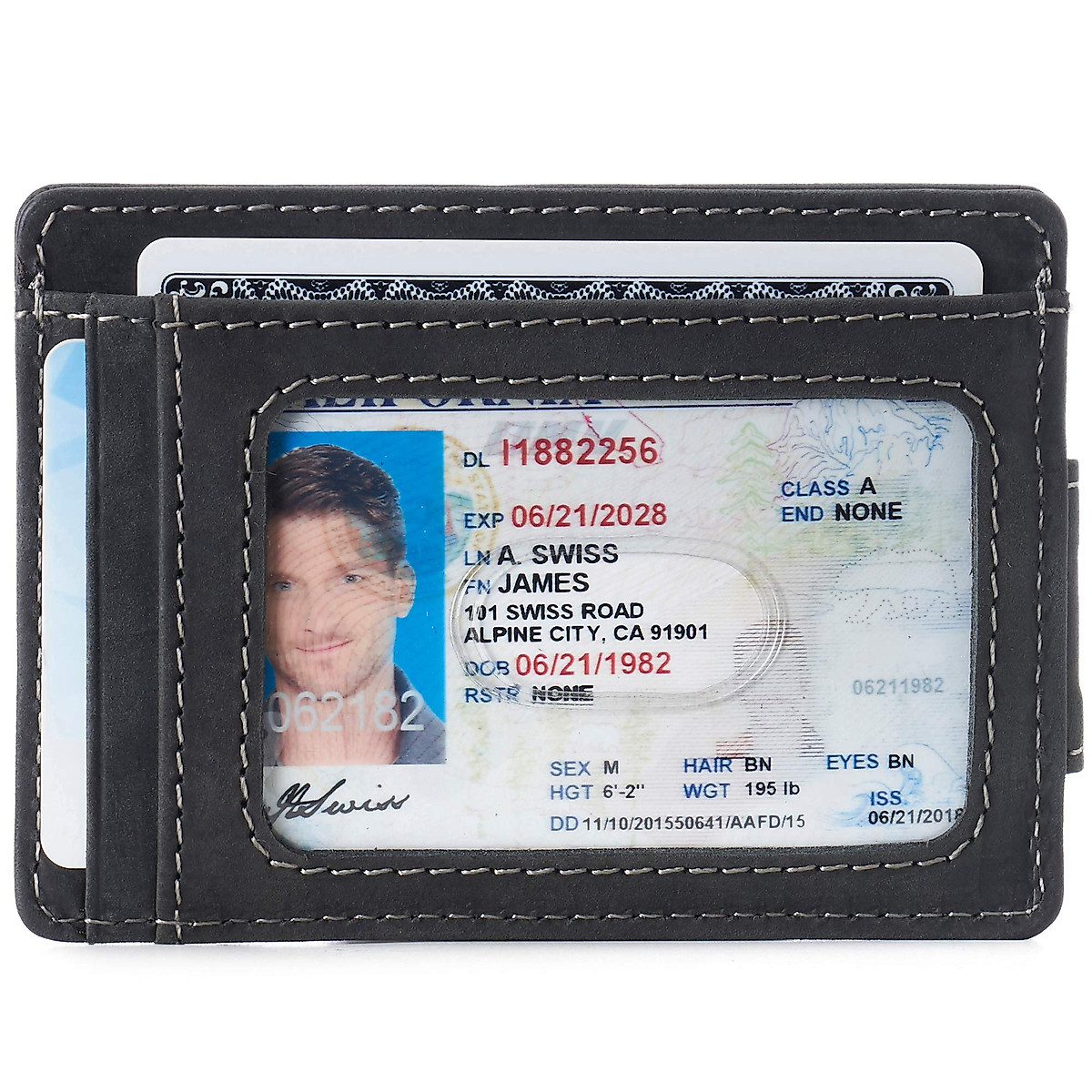 Alpine Swiss Harper Mens RFID Slim Front Pocket Wallet Magnetic Money Clip ID Card Holder Leather Nubuck Black
