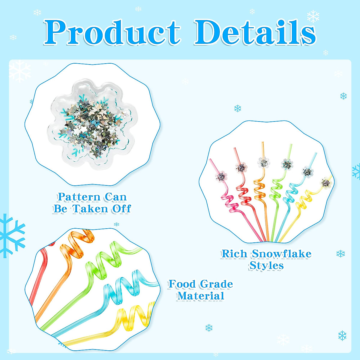 BkeeCten 24PCS Christmas Party Favors Xams Drinking Straws Snowflakes Plastic Reusable Straw with 2 PCS Cleaning Brushes Xmas Gifts for Kids Winter Holiday Birthday Classroom Party Decoration Supplies