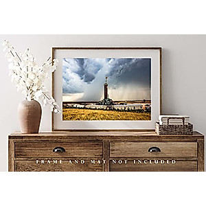 Oil Rig Photography Print (Not Framed) Picture of Drilling Rig Derrick and Storm in Oklahoma Oil and Gas Wall Art Oilfield Decor (4" x 6")
