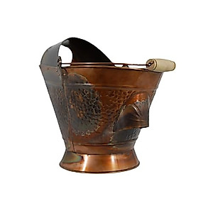 Coal Hod Bucket - Distressed Brass - Decorative Appeal - for Fireplace & Pellet Stove Ashes - Easy Hopper Filling - Lightweight