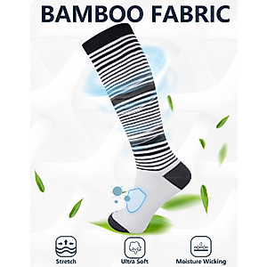 +MD 3 Pairs Compression Socks Moisture Wicking 8-15 mmHg for Women & Men Moisture Wicking Support Stockings for Airplane Flights, Travel, Nurses, Edema 10-13