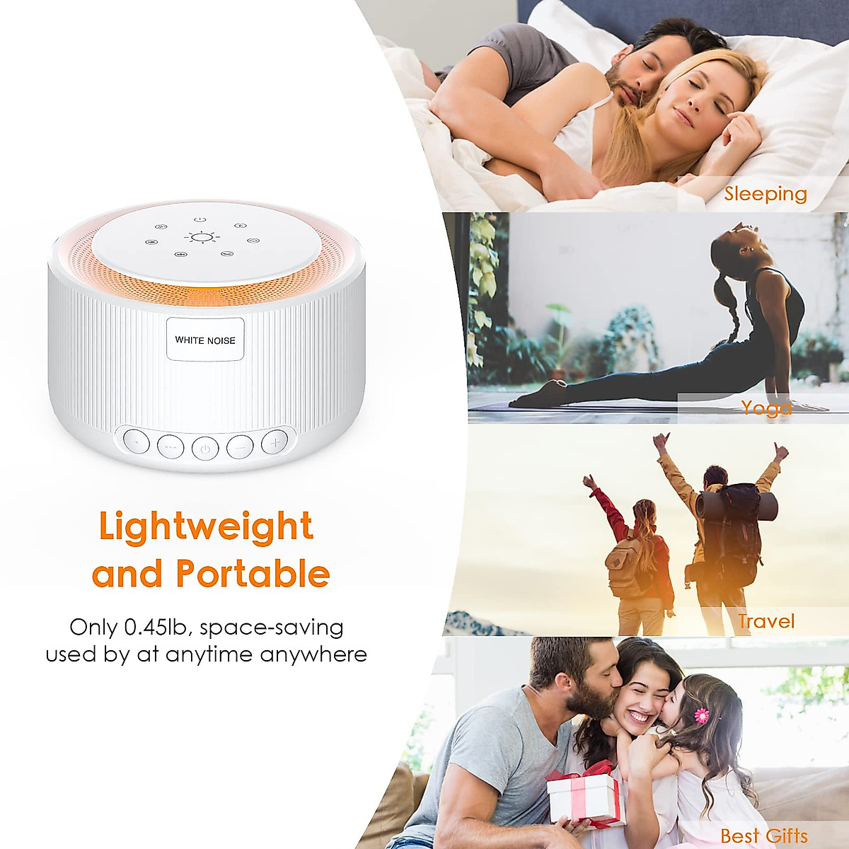 Sound Machine- STYFSCP White Noise Machine with 30 Natural Soothing Sounds 36 Level Volume Light 3 Timer Memory Function, Noise Machine Powered by AC or USB, Sleep Sound Machine for Adults Baby Kids