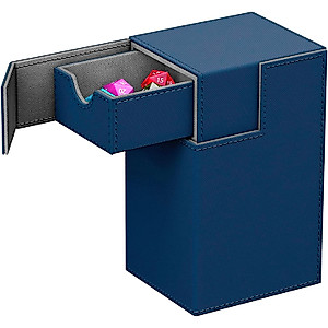 Scimi Deck Box for Trading Card Games, MTG Commander Deck Box Comtains 100 Double Sleeved Cards, Leather Card Storage Case Fits TCG CCG Cards (Black)