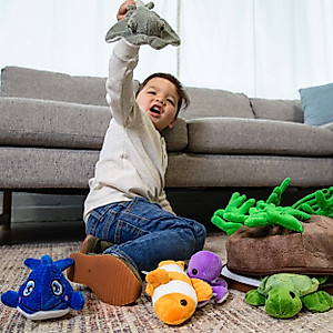 Prextex 5-pc Stuffed Sea Animal & Toy Storage | Soft Plush Sea Creatures Toys for Kids | Small/Mini Stuffed Animals in Bulk | Cute Toy Ocean Decor, Ocean Animals | Birthday Gift Bag, Party Favor/Decor