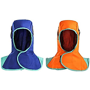 Kevlar Welding Neck Protection, Cut/Scratch/Heat Resistant Neck Protector Shoulder/Drape Match All Kinds Of Welding helmets/Hood/Mask(1PC blue & 1PC orange)