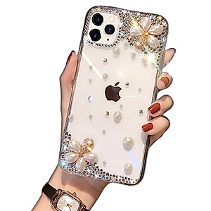redecarie for Galaxy S9 Plus Bling Diamond Rhinestone Case,Women Girls Cute 3D Glitter Shiny Sparkle Protective Floral Phone Case for Samsung Galaxy S9 Plus