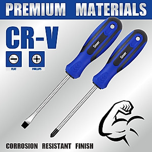 Sinoer 12-Pieces Magnetic Screwdrivers Set, 6 Phillips and 6 Flat Head Tips,Chrome Vanadium steel,Screwdriver Set for Home Repair and DIY