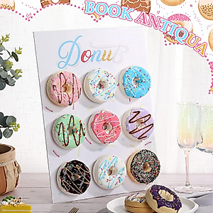 Wall Display Stand Reusable Donut Holder Board with Rustic Wood for Party Decorations Supplies Dessert Table at Wedding Birthday Baby Shower Treat (White)
