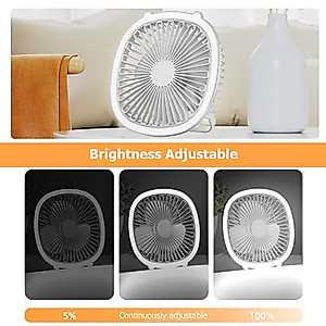 DEPOZA Rechargeable LED Desk Fan 7.5” USB Plug Table Fan with Hanging Hook Quiet 3 Speed Battery Operated for Tent Bedroom Office (Pink)