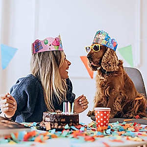 30 Pieces Birthday Crowns for Kids Classroom with 300pcs Happy Birthday Stickers for Students Boys Girls School Preschool Teacher Supplies Birthday Party Favors