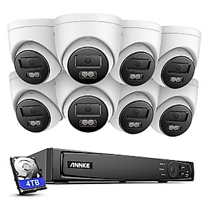 ANNKE 16CH 4K PoE Security Camera System, 12MP H.265+ NVR with 4TB HDD and 8X 4K/8MP IP Wired Cams, AI Human Vehicle Detection, Spotlight Color Night Vision, Built-in Mic, Compatible with Alexa