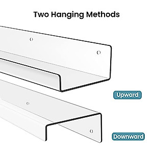 upsimples 10 Pack Clear Acrylic Shelves for Wall Storage, 15" Acrylic Floating Shelves Wall Mounted, Kids Bookshelf