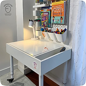 Water Sensory Light Play Activity Box Table for Children Removable Legs Montessori Waldorf Reggio Toys Sand Messy Play Homeschooling Pre-K Toddler Teen 3 4 5 to 9 Years (Eggshell white)