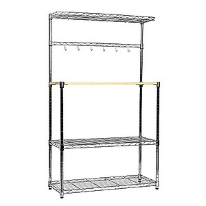 Dporticus 4 Tier Adjustable Kitchen Cart Baker Rack Storage Rack Microwave Oven with Spice Rack Organizer Cutting Board and Hooks