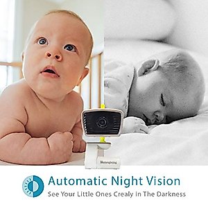 Moonybaby WideView 50 Baby Monitor with Camera and Audio, No WiFi, 5 Inches Large Display, Split Screen, Auto Night Vision, Zoom, Sound Activated, Temperature Alert, 2-Way Talk, Lullaby, 1000ft Range