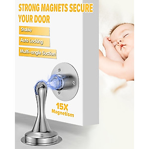 4-Pack Door Stoppers Set Bundle, Magnetic Door Stop and Heavy Duty Wedge Door Stoppers for Bottom of Door