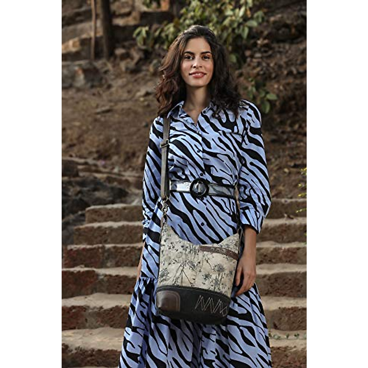 Myra Bag Solidaster Upcycled Canvas & Leather Shoulder Bag S-1525