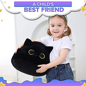 3d Black Cat Plush Toy - Stuffed Cat Plush Pillow Black Cat Stuffed Animal Cute Cat Plush Black Cat Plushies for Girls Black Cat Pillow - Cat Plushy Cat Stuffed Animals Cats Plush Toys Black Cat Gifts