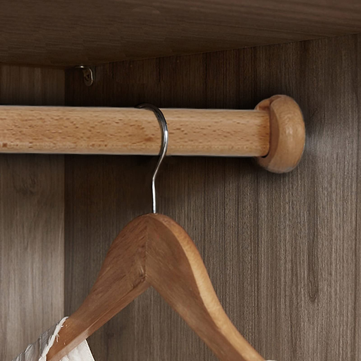 Wood Closet Rod for Hanging Clothes, Heavy Duty Hanging Wardrobe Pole with Bracket Kits, Removable Window Curtain Hanger Rod, Load 100KG (Size : 140cm/55 in)