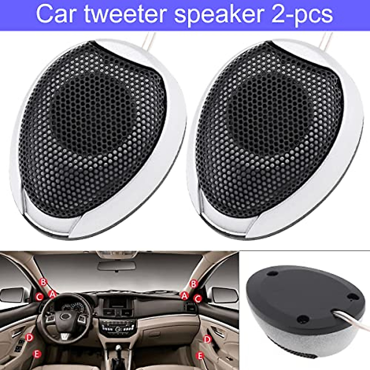 DriSentri Car Speakers, 2pcs Car Tweeters 1000W Universal High Efficiency Mini Dome Tweeter Speakers for Car Audio System