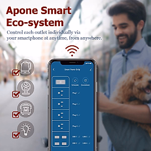 Smart Plug Power Strip Surge Protector with 4 Individually Controlled Apone Smart Outlets and 4 USB Ports, Compatible with Alexa & Google Home, No Hub Required