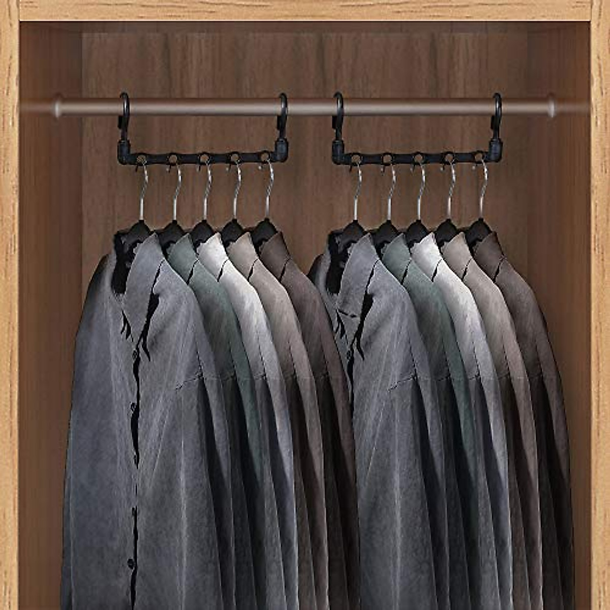 Black Space Saving Hangers,20pcs Closet Organizers and Storage,Magic Hangers Space Savers Bedroom for Clothes