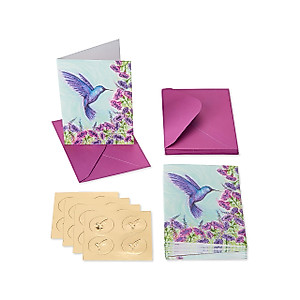 Papyrus Blank Cards with Envelopes - Designed by Bella Pilar, Purple Hummingbird (14-Count)