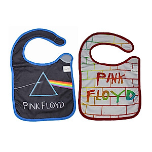 daphyls Pink Floyd Dark Side of the Moon and The Wall Baby Bib 2-Pack Extra Soft, Officially Licensed, Easy Side Closure, Large Size Fits Infant Toddler and Baby