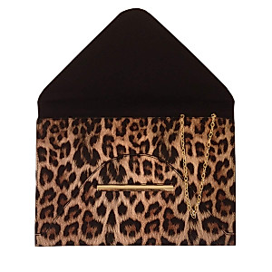 JNB Synthetic Leather Flat Envelope Leopard Print Clutch, Beige