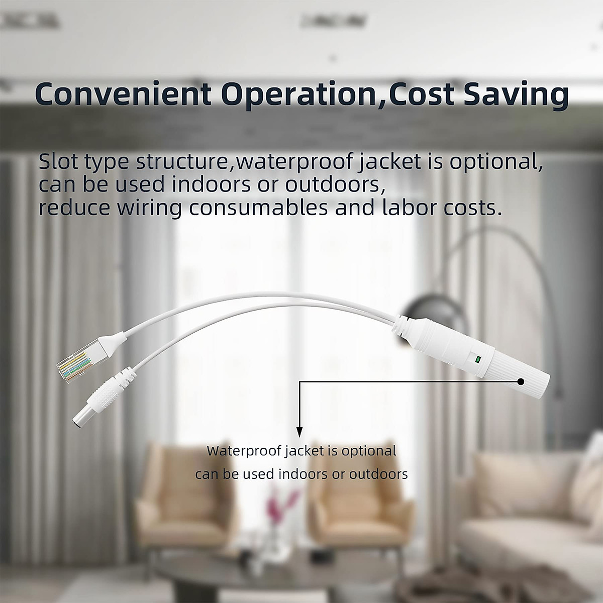 Scodeno 2-Pack Active 48V to 12V Waterproof PoE Splitter, IEEE 802.3af Compliant 10/100Mbps Power Over Ethernet Splitter Adapter for IP Camera, White