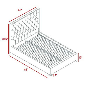 Meridian Furniture Lexi Collection Modern | Contemporary Velvet Upholstered Bed with Deep Tufting, Polished Chrome Stainless Steel Frame and Legs, Queen, Black
