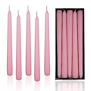 Axiom-Pack of 10 Unscented Taper Candles-9.84 Inches Tall Thicker Candle Set-9 Hours Burning time-Premium Quality Wax dripless candlesticks for Home Décor Wedding, Party & Valentines Day (Baby Pink)