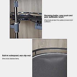 Kitchen Cabinet Blind Corner Pull Out Organizer, Stainless Steel 2 Tiers Swing Tray 270°Rotating Storage Left Right Handed Pull Out Basket for Blind Base Corner Cabinets