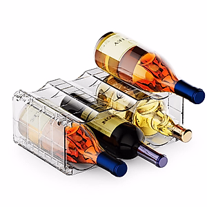 Clear Wine Racks for Refrigerator, Water Bottle Organizer, 6 Bottles