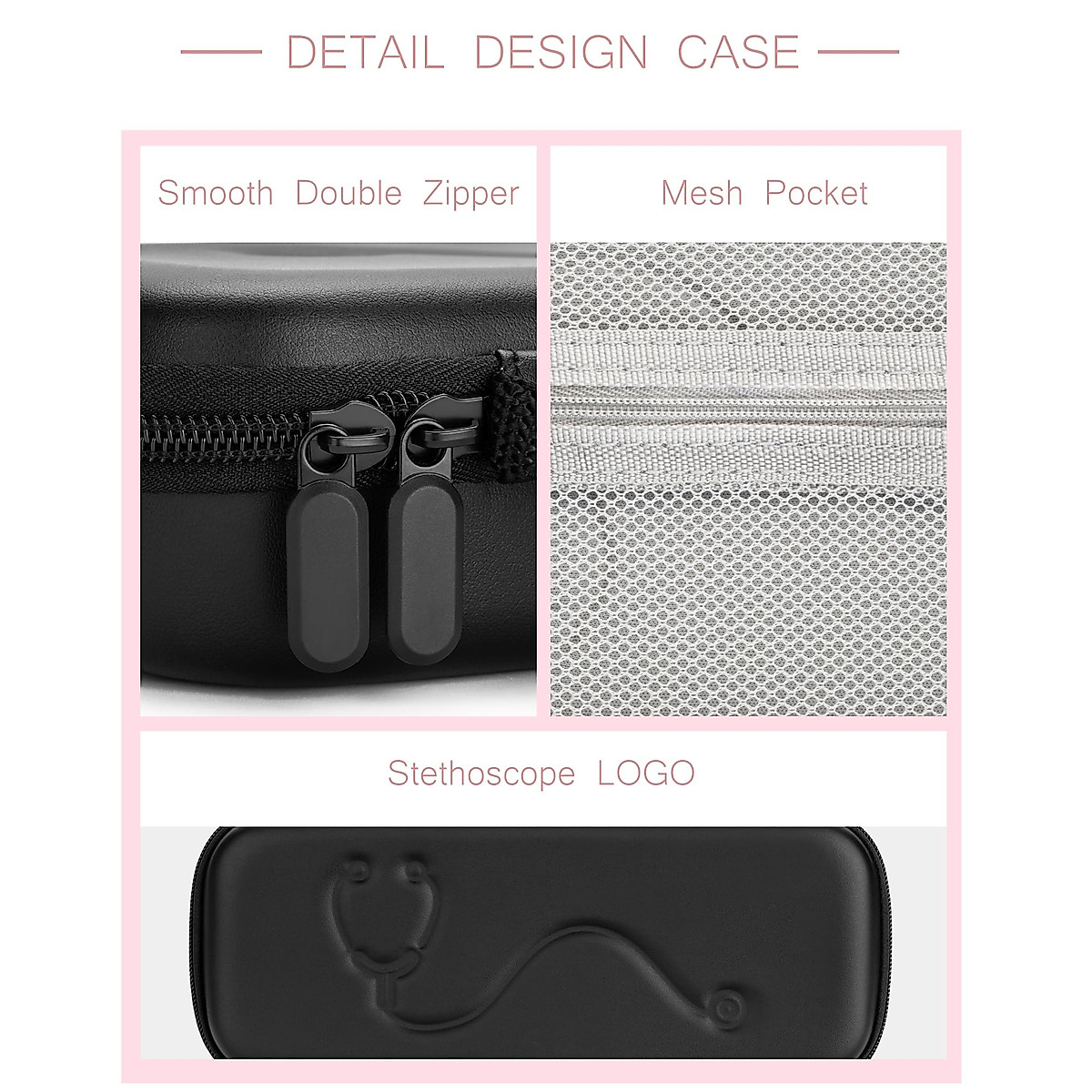 STUKCAZE Hard Stethoscope Case for 3M Littmann Classic III, Lightweight II S.E, MDF Acoustica Stethoscope, Stethoscopes Carrying Case with Mesh Bag for Nurse Accessories Gauze Penlights Cotton Swabs