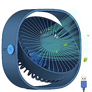 CALKED Birsppy AmuseNd USB Desk Fan Personal USB Power Desktop Fan Ultra-Quiet 3 Speeds 4inch Portable Mini Desk Fan for Bedroom Office Desktop (Blue)