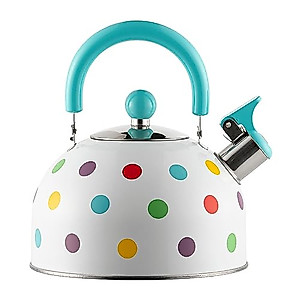 2.5L Whistling Tea Kettle Universal Base,Food Grade Stainless Steel Teapot with Cool wooden Grip Ergonomic Handle Loud Whistle▂19 * 23cm/7.48"*9.06"