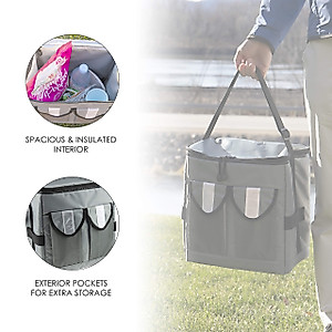 Reliant Outdoor Large Insulated Grey Cooler Bag for Men and Women with Zipper Pockets, Perfect for Work, Beach, Camping, Hiking and Everyday Use