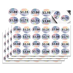 Holographic Vending Machine Price Labels Soda Snack $1.00 $1.25 $1.50 $1.75 $2.00 $2.50-3/4 x 1 Inch Vending Machine Labels Sales Stickers for Business 720 Pcs