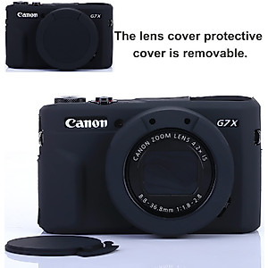 Pocoukate Camera Body Case for Canon G7X /G7X Mark II Silicone Case Cover with Optical 9H Hardness 0.3mm Ultra-Thin DSLR Camera Screen Protector