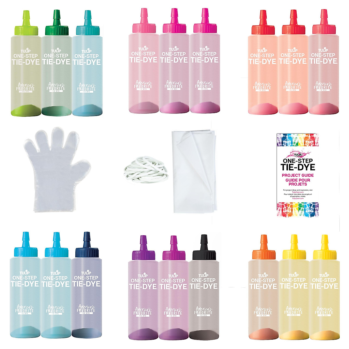 Tulip One-Step Tie-Dye Kit Party Supplies, 18 Bottles Tie Dye, Rainbow, 1 Count (Pack of 1)