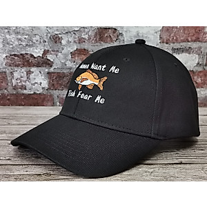 Hepandy Women Want Me Fish Fear Me Embroidered Baseball Caps for Men, Adjustable Black Trucker Hats Embroidery Snapback Cotton Animals Dad Hat