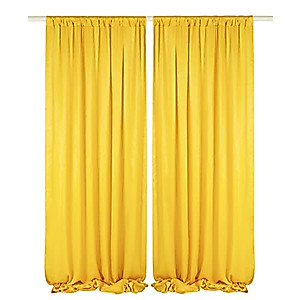 Cytdkve 2 Panels 4.8 Feet x 10 Feet Gold Velvet-Like Wedding Backdrop Curtain Drapes, Silky Soft Window Curtains Panels for Wedding Ceremony Birthday Party Decorations